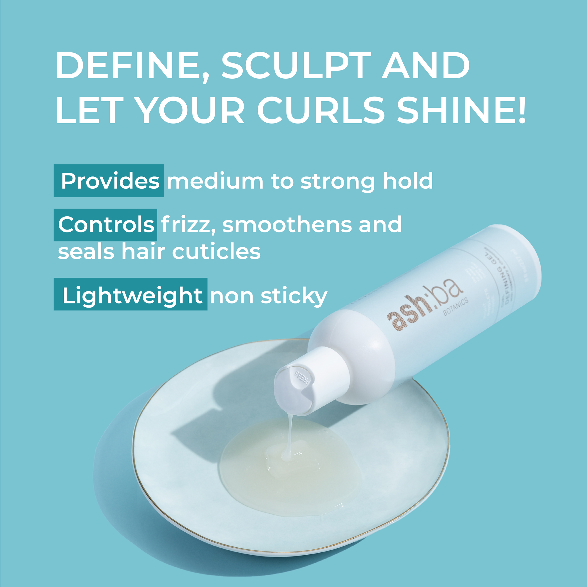 Curl Defining Gel for Curly Hair | Strong Hold, Frizz Control | Ashba ...